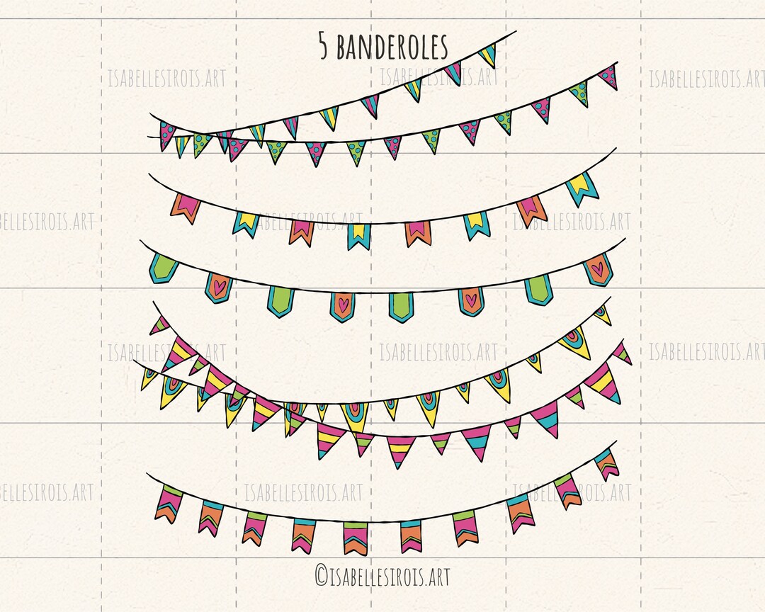 Hand Drawn Color Pennants Bundle to Download Svg, Pennants Jpg, Doodle ...