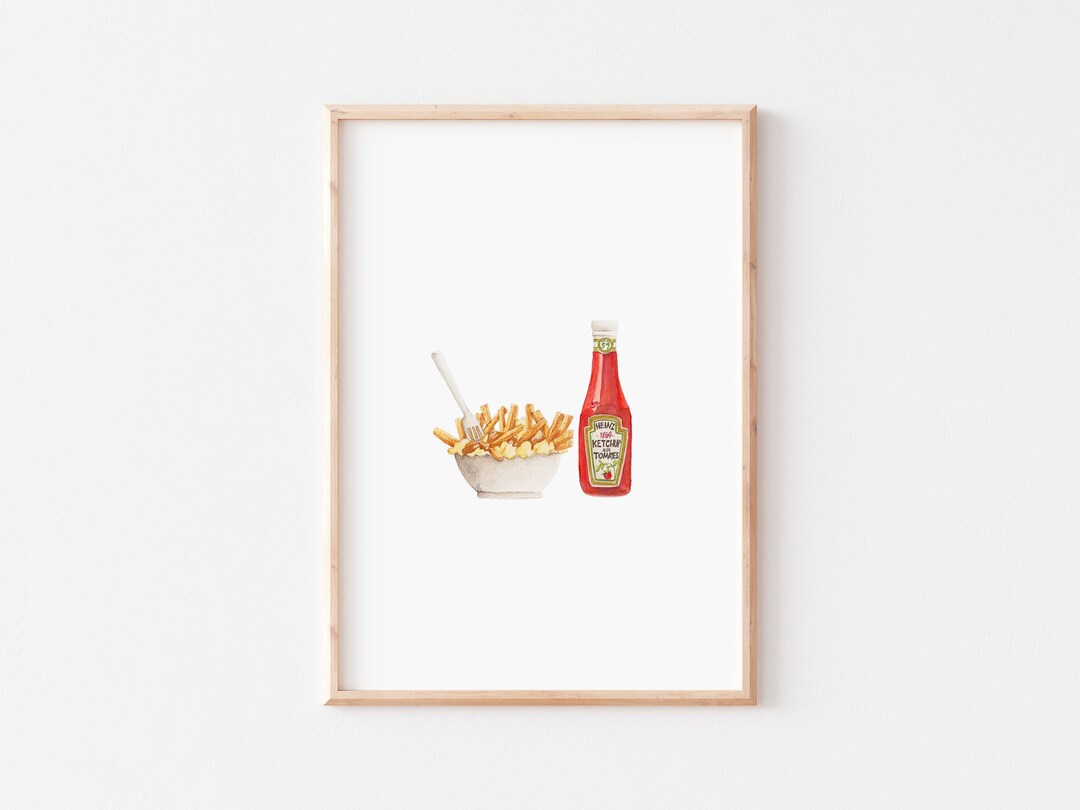Poutine and Ketchup Bottle Realistic Illustration Poster, A4 - Etsy