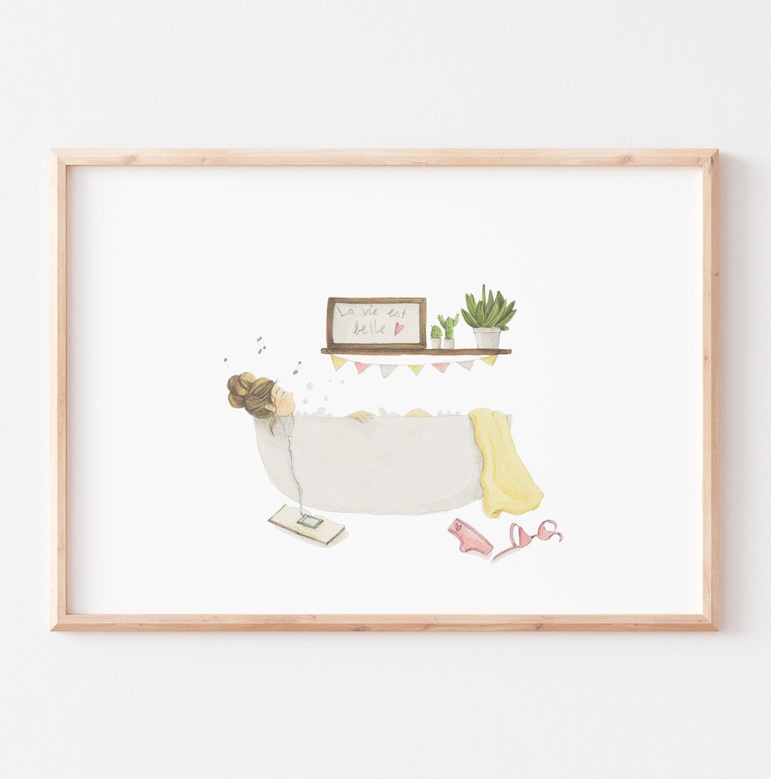 Poster of a Woman Taking a Bath, A4 - Etsy