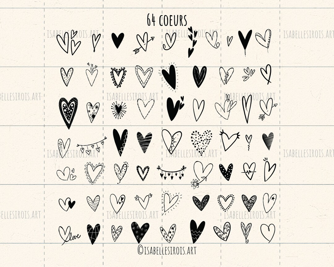 Heart Bundle to Download Svg, Hand Drawn Hearts Jpg, Doodle Heartspdf ...