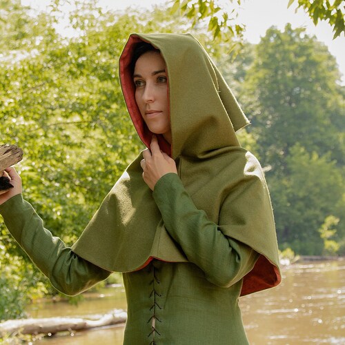 Early Medieval Bocksten Wide Warm Wool Hood With Linen Lining - Etsy