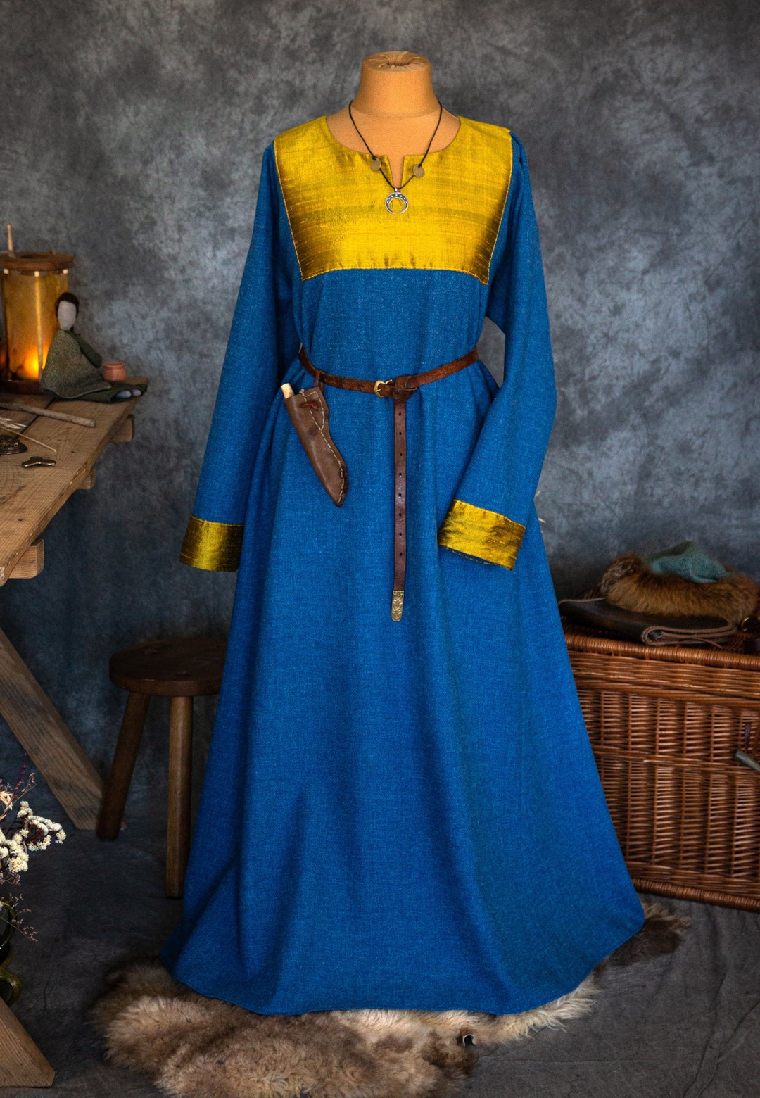 Early Medieval Wool Dress With Natural Silk Hems for Viking Woman ...