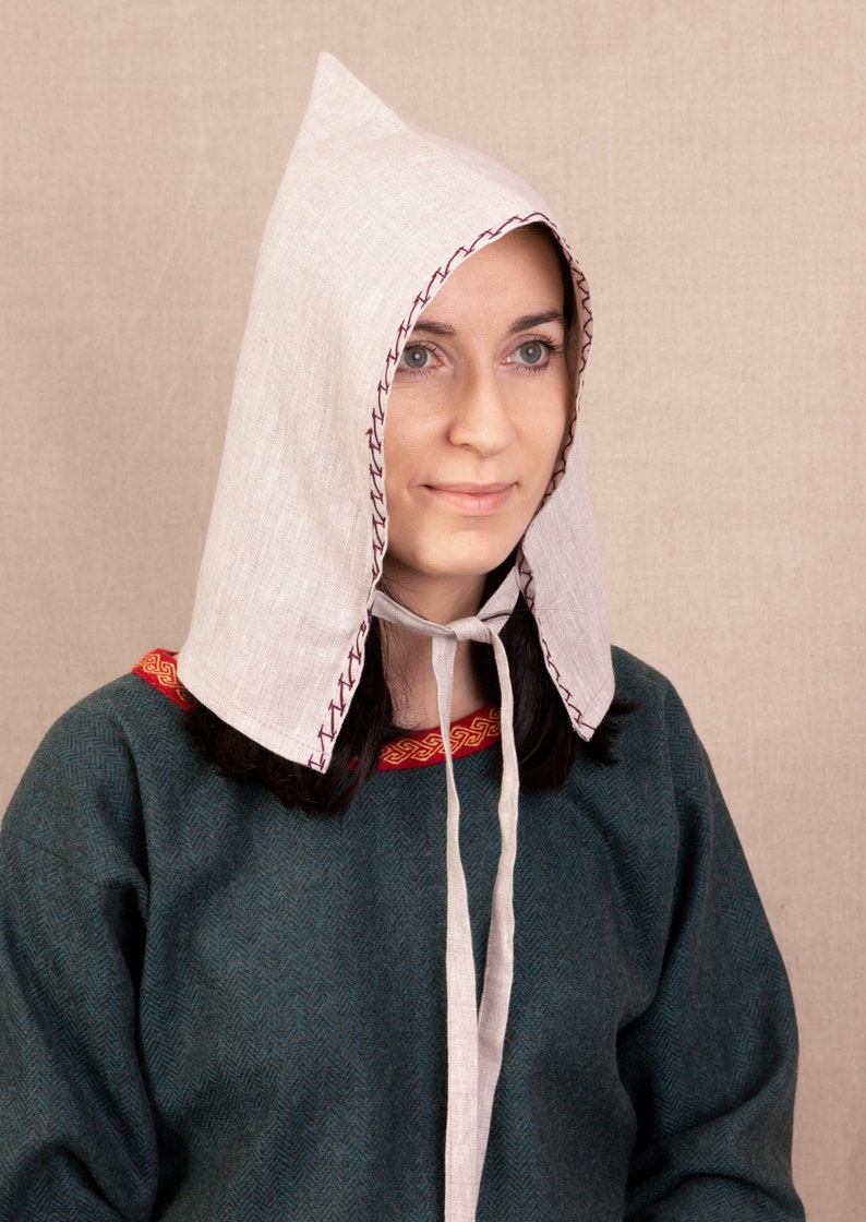 Early Medieval Jorvik Viking Linen Bonnet/scarf With Handmade - Etsy