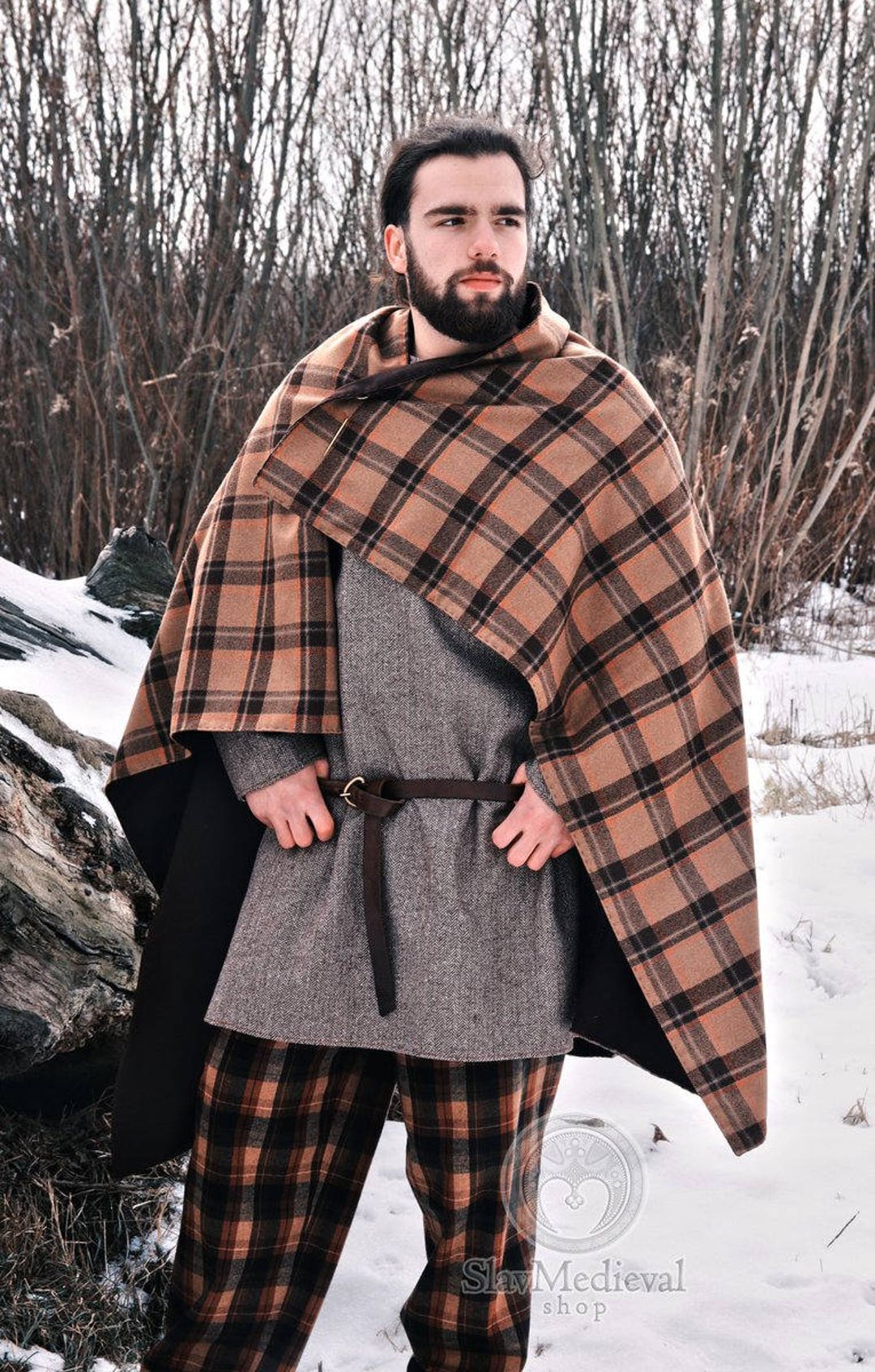 Early Medieval Celtic Plaid Wool Rectangular Cloak With Wool Lining for ...