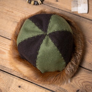 Early Medieval Birka Wool Round Hat With Red Fox Fur and Linen Lining ...