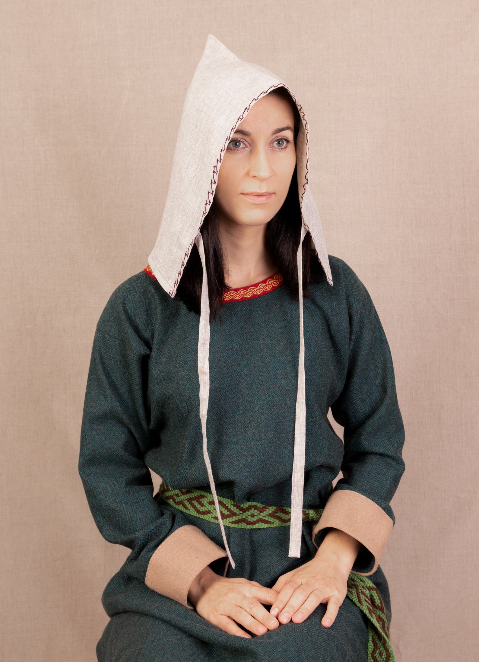 Early Medieval Jorvik Viking Linen Bonnet/scarf With Handmade - Etsy