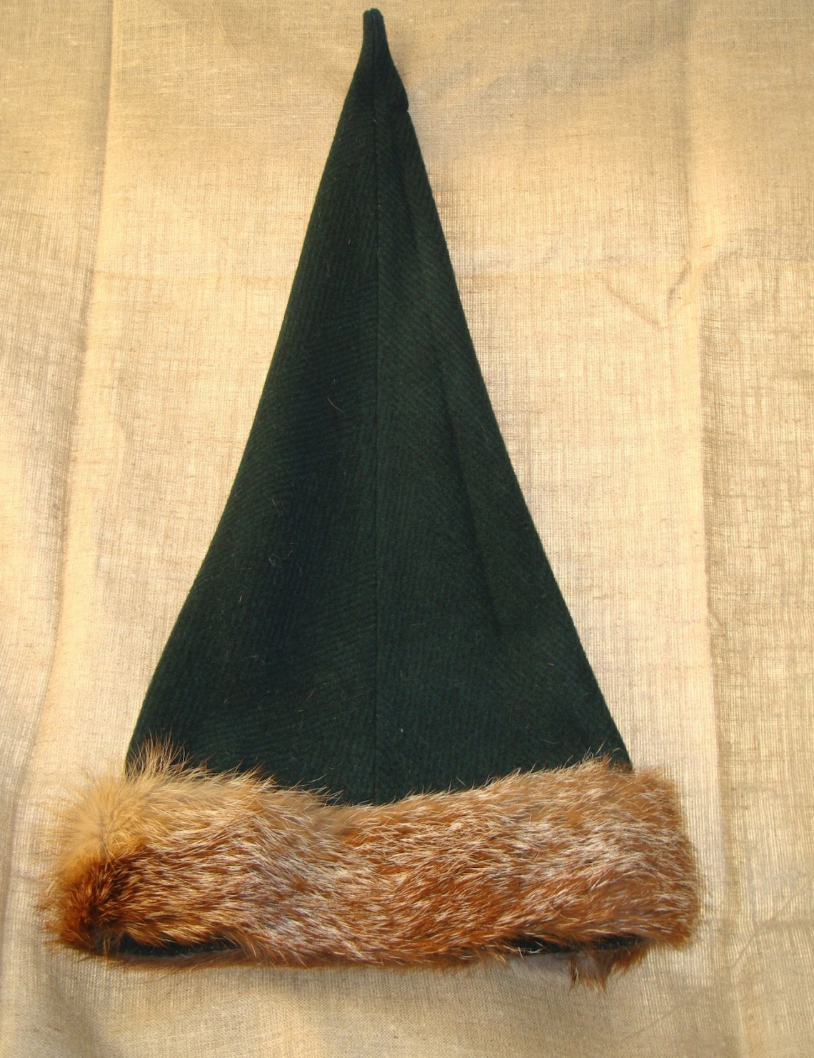 Early Medieval Triangle Warm Wool Hat With Natural Red Fox Fur - Etsy