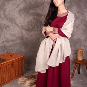 IN STOCK | Early Medieval Natural Linen Rectangular Wide Linen Scarf ...