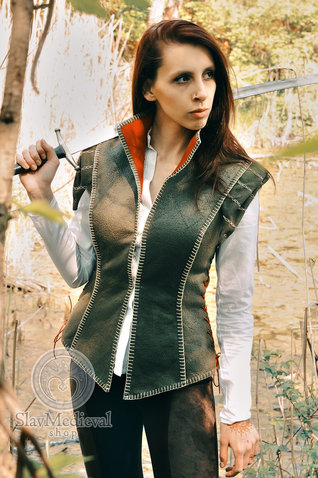 HEALER SHANI Woman Wool Battle Jacket Inspired by the Witcher for LARP ...