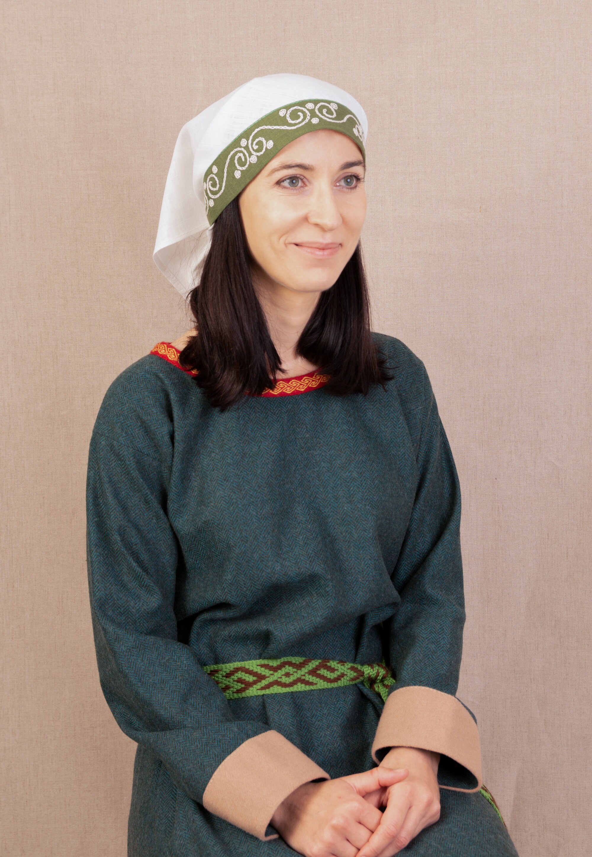 Early Medieval Pure Linen Embroidered Scarf Kerchief for - Etsy