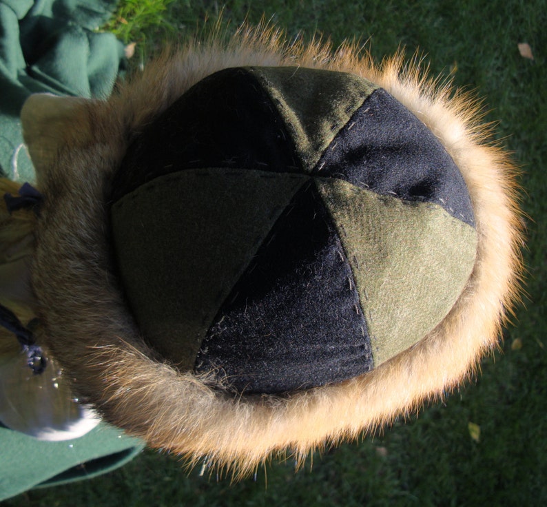 Early Medieval Birka Wool Round Hat With Red Fox Fur and Linen - Etsy