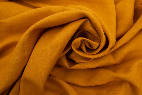 Natural pure 100% yellow linen Flax yellow fabric 185g/m2 | Etsy