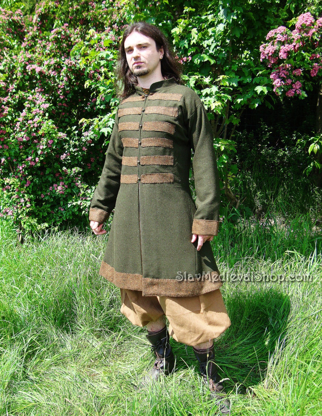 Early Medieval Man 3-piece Costume Set (wool Caftan, Linen Pants, Linen ...