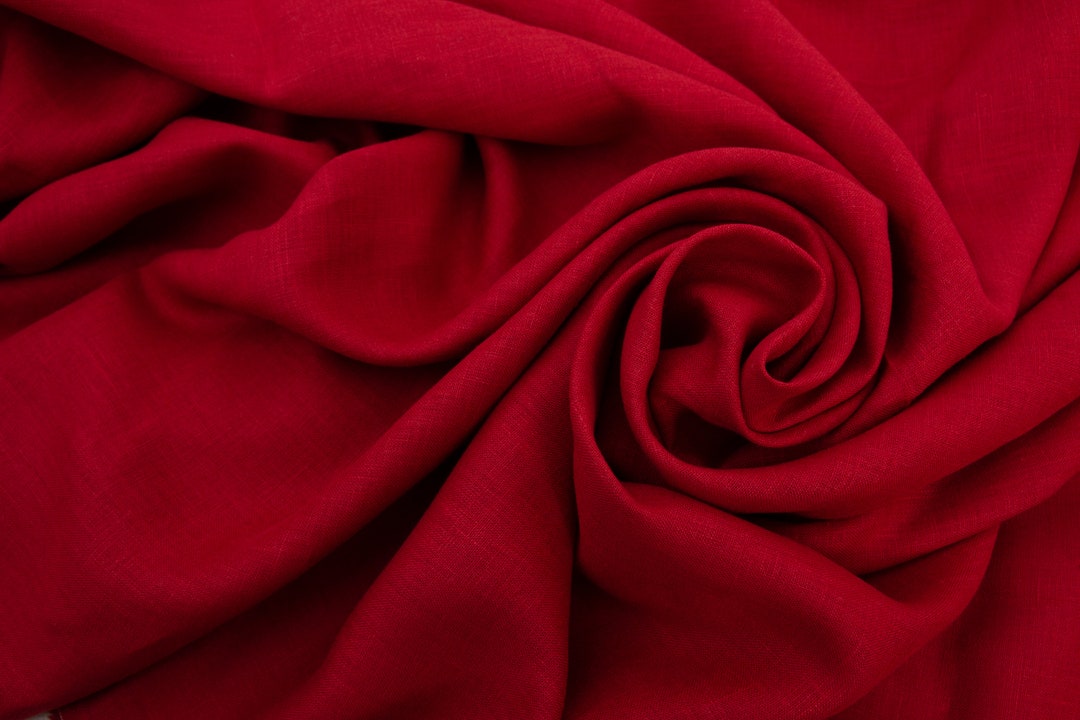 Natural Pure 100% Red Linen, Flax Red Fabric 185g/m Medium Thickness ...
