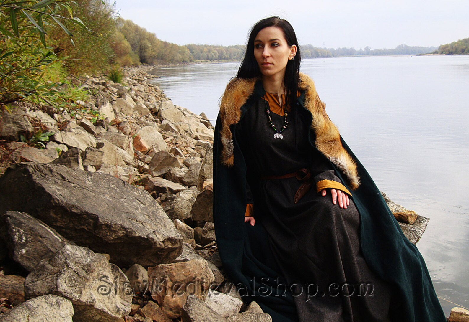 Early Medieval Wide Warm Wool Dress With Natural Silk Hems for Viking ...