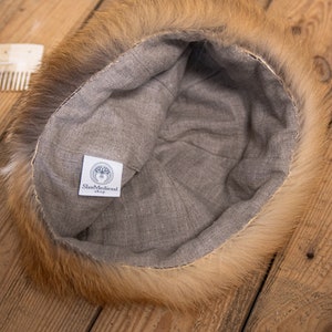 Early Medieval Birka Wool Round Hat With Red Fox Fur and Linen Lining ...