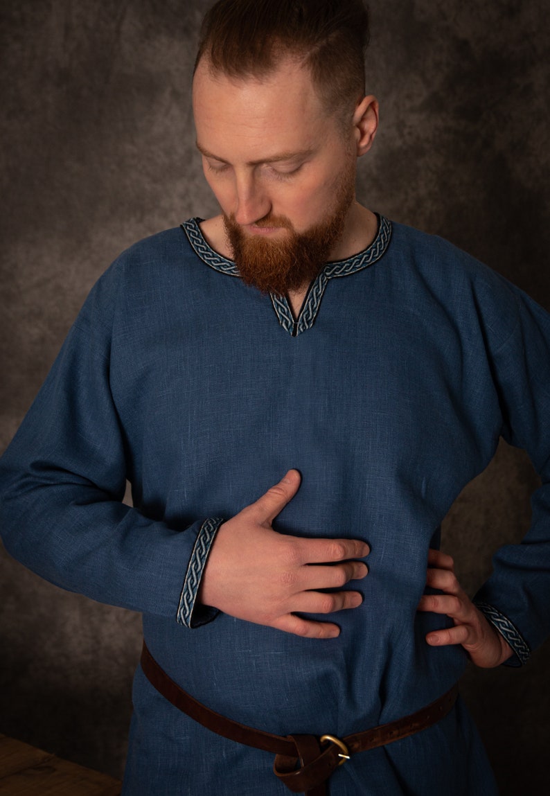 Early Medieval Linen Tunic Shirt With Woven Trim for Slavic - Etsy