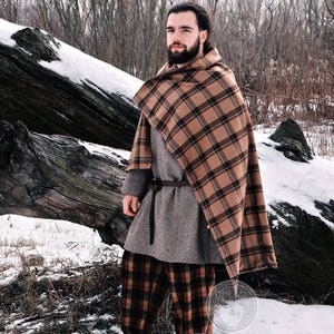 Early Medieval Celtic Plaid Wool Rectangular Cloak With Wool Lining for ...