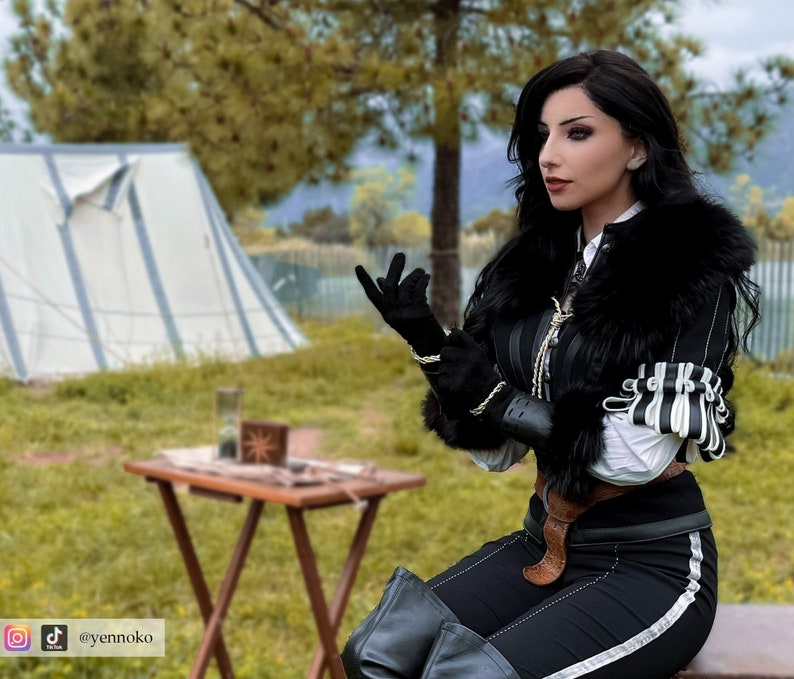 Yennefer Cosplay Wool Jacket With Cotton Satin Lining and Faux Leather ...