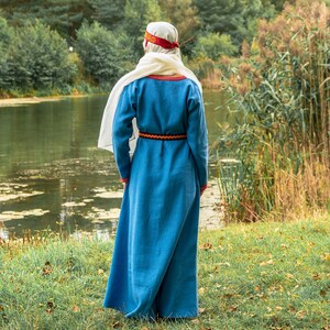 Early Medieval Trimmed Wide Linen Dress With 100% Wool Selvage on ...