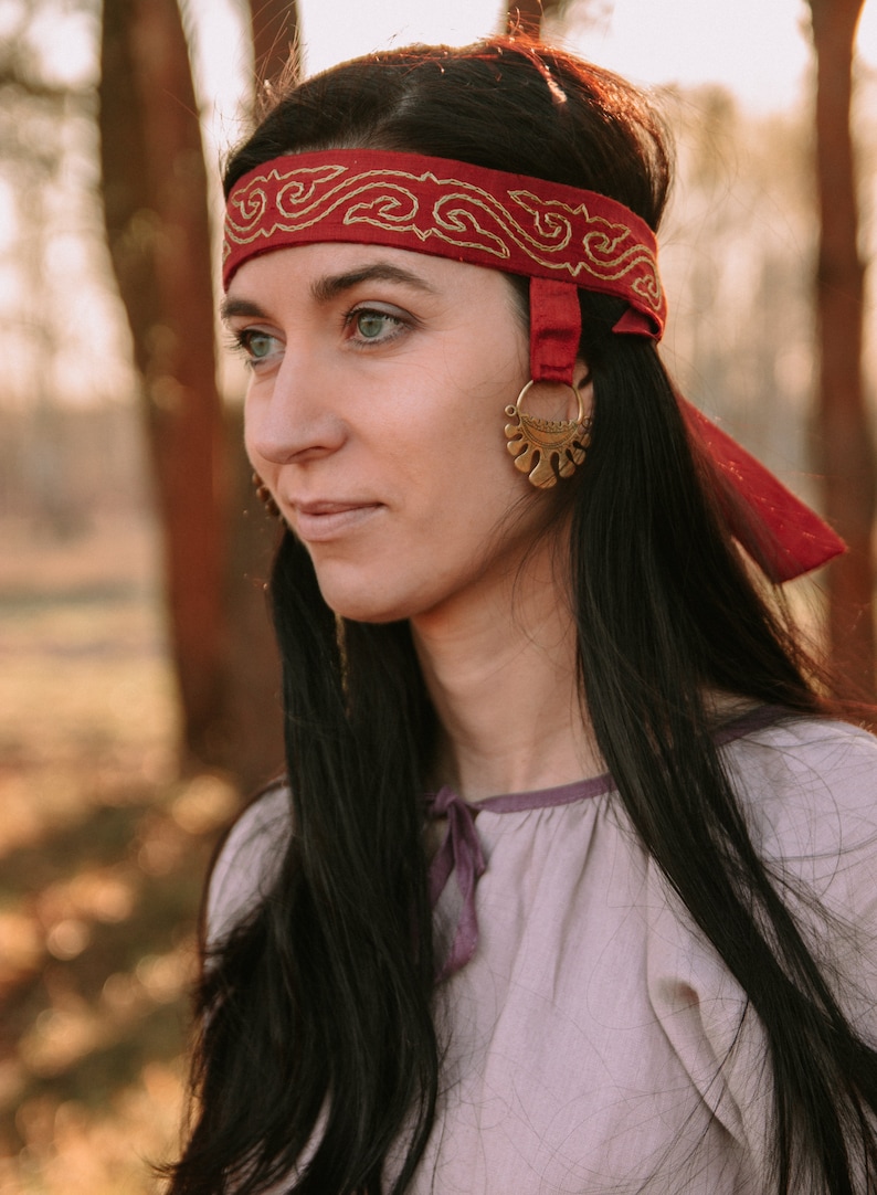 Early Medieval Slavic Costume With Embroidered Headband, Slavic Linen ...