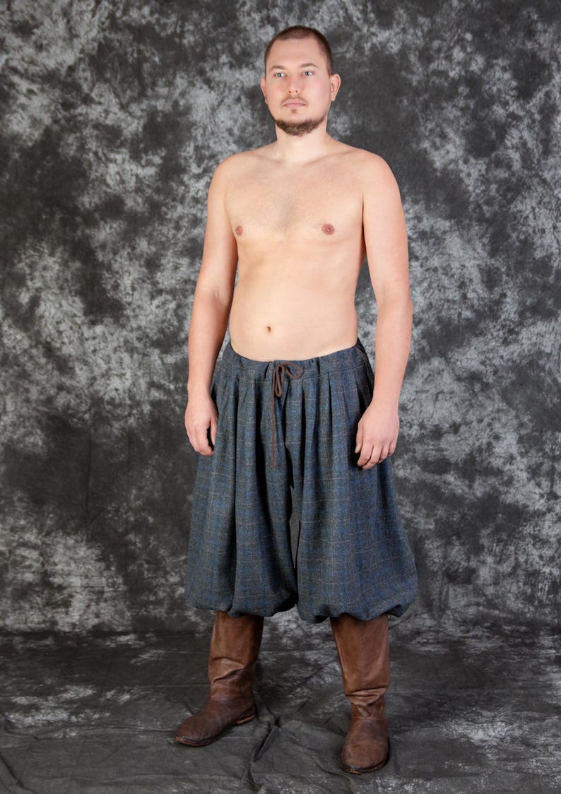 Pantalones anchos y holgados de lana a cuadros/tartán Pasbyxor de la ...