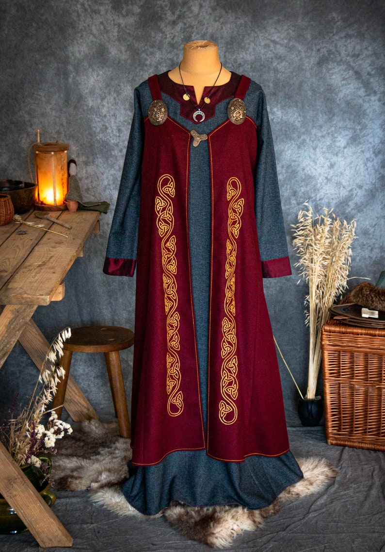 Early Medieval Viking Woollen Apron Dress With Handmade Silk - Etsy ...