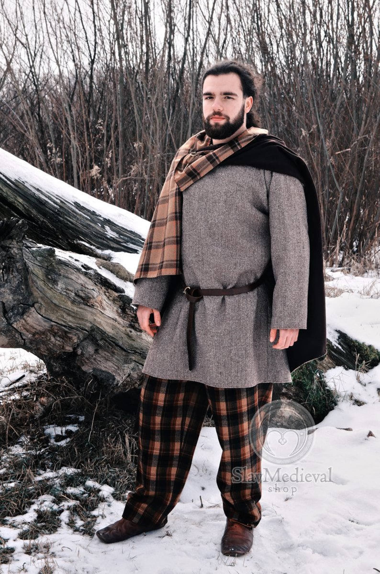 Early Medieval Celtic Plaid Wool Rectangular Cloak With Wool Lining for ...