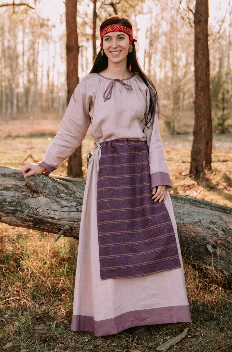 Early Medieval Slavic Costume With Embroidered Headband, Slavic Linen ...