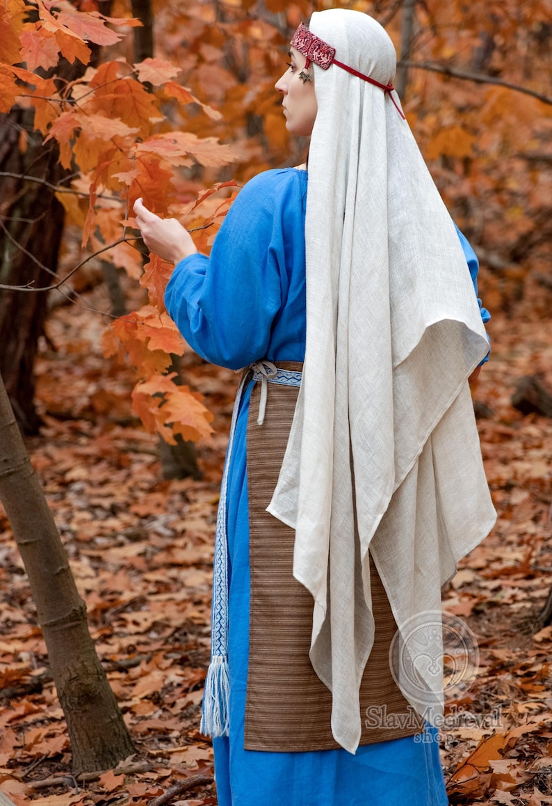 Early Medieval Linen Headscarf Veil, Natural Viking Slavic Reenactment ...