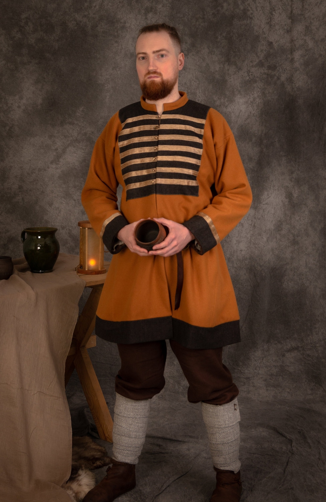 Early Medieval Viking Birka Wool Coat/kaftan With Silk Hems for Viking ...