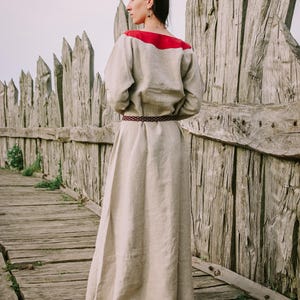 Early Medieval Wide Natural Linen Underdress Gown Trimmed With Linen ...