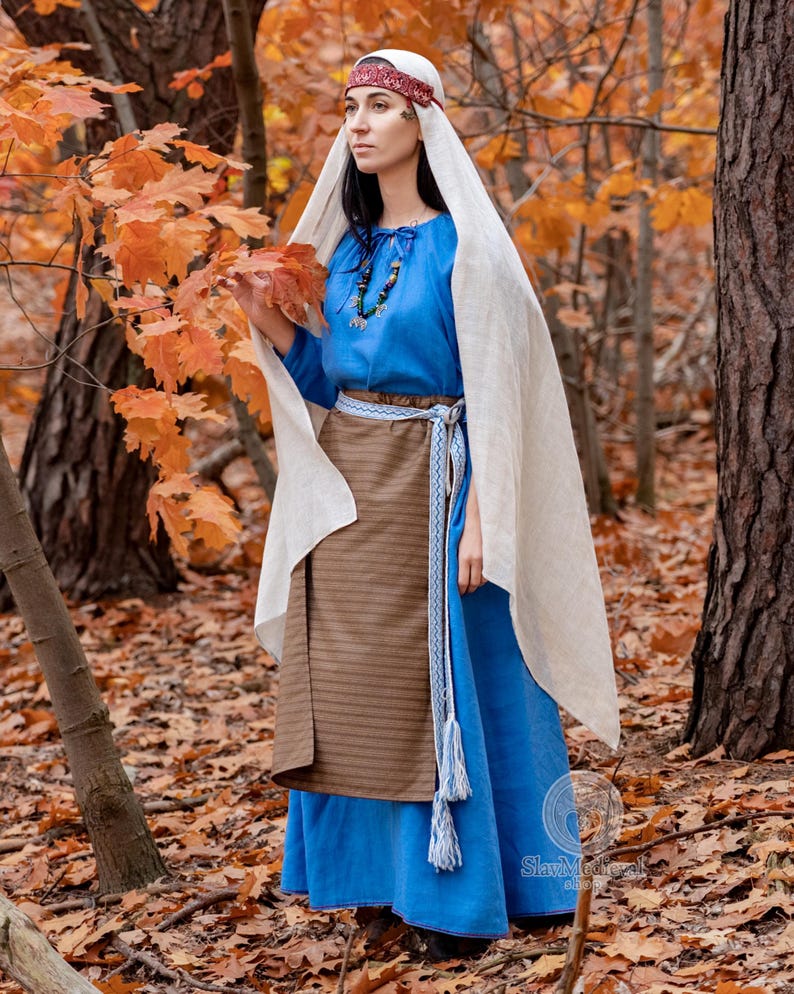 Early Medieval Linen Headscarf Veil, Natural Viking Slavic Reenactment ...