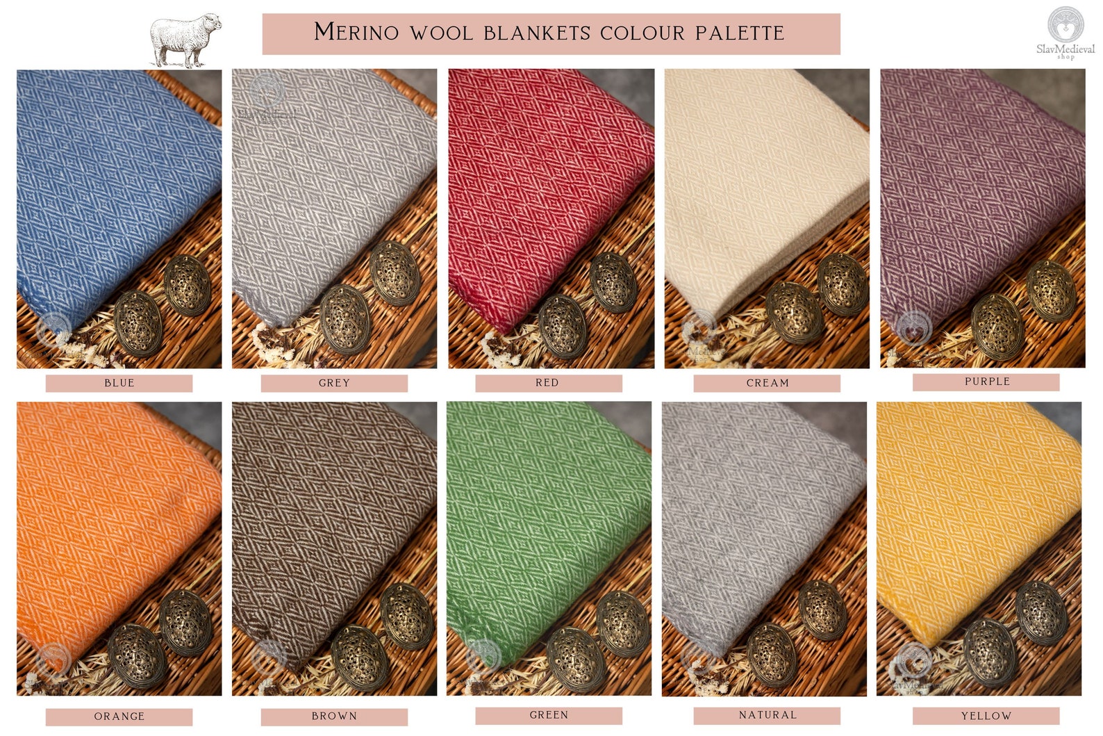 Natural 100% Pure Raw Merino Wool Blanket/cloak With Diamond Twill ...