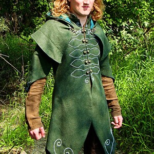 FOREST RANGER | Fantasy Wool Blend Coat With Handmade Embroidery and ...