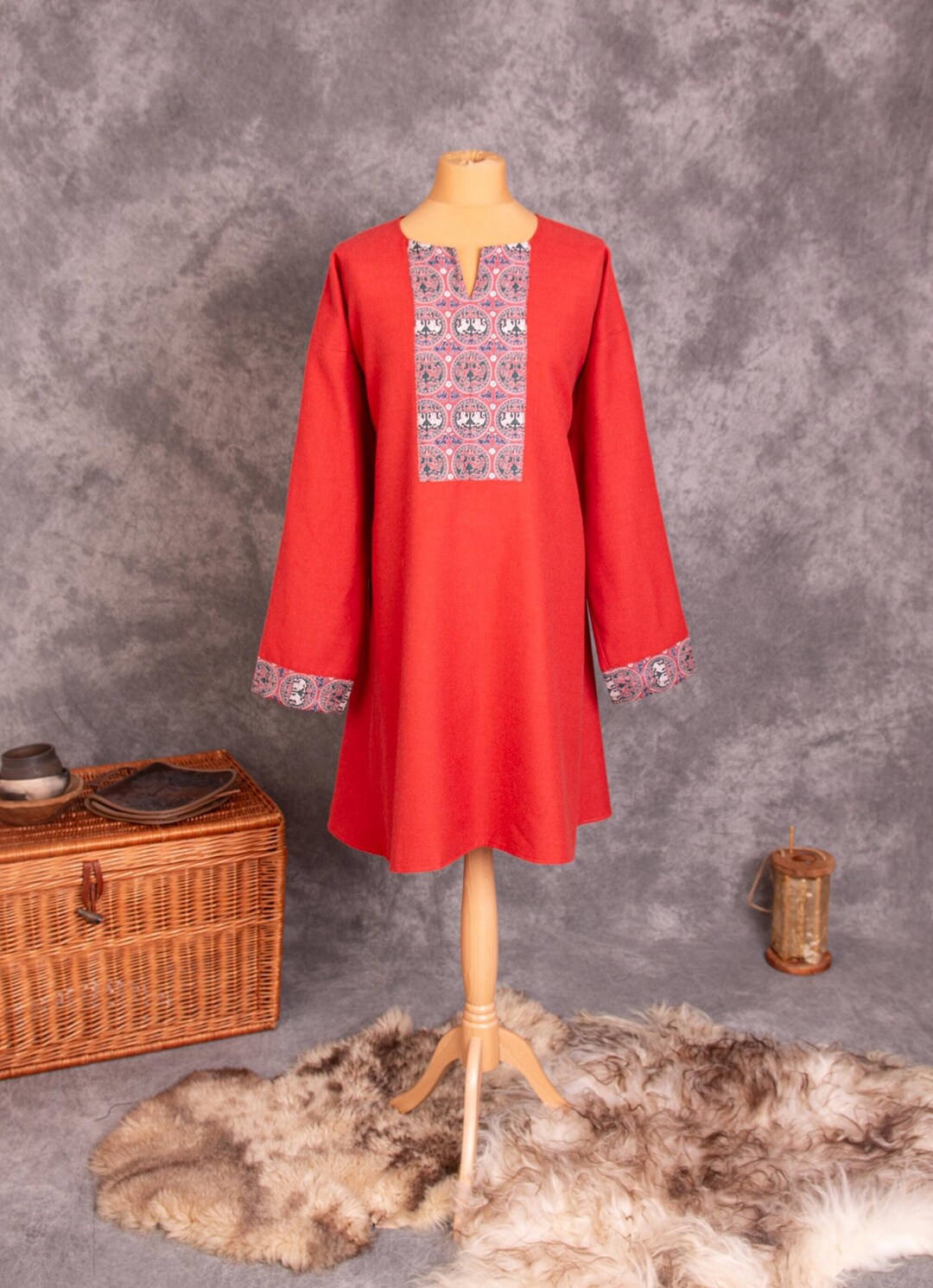 Early Medieval Rich Noble Wool Tunic With Rich Silk Brocade Hems and ...
