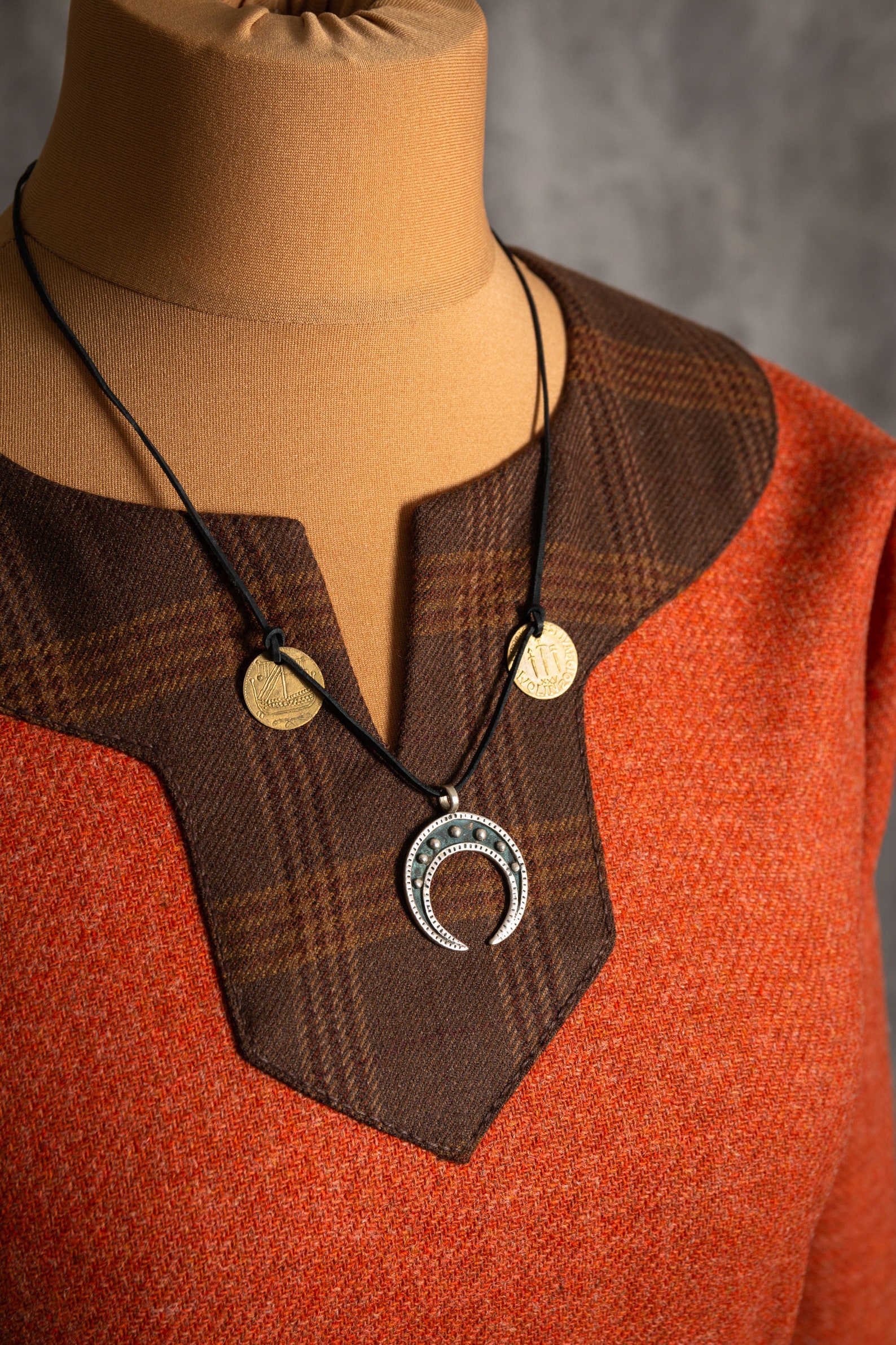Early Medieval Viking Wide Warm Wool Dress Trimmed With Plaid Wool Hems ...