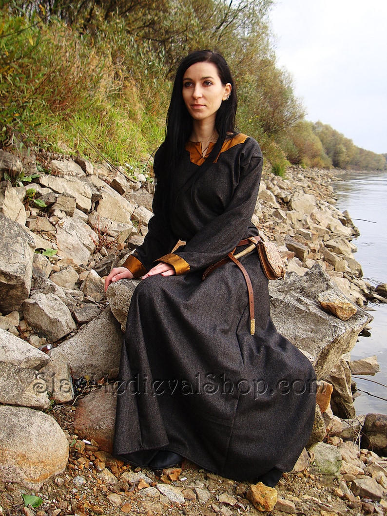 Early Medieval Wide Warm Wool Dress With Natural Silk Hems for - Etsy
