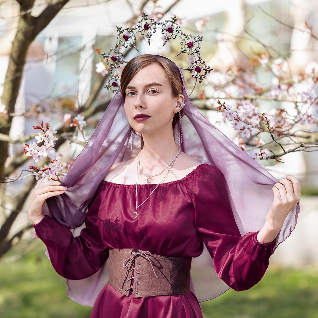 Medieval Renaissance Chiffon Veil, Tudor Elf LARP Headcover Scarf ...