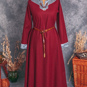 Early Medieval Wide Warm Wool Dress With Natural Silk Hems for Viking ...