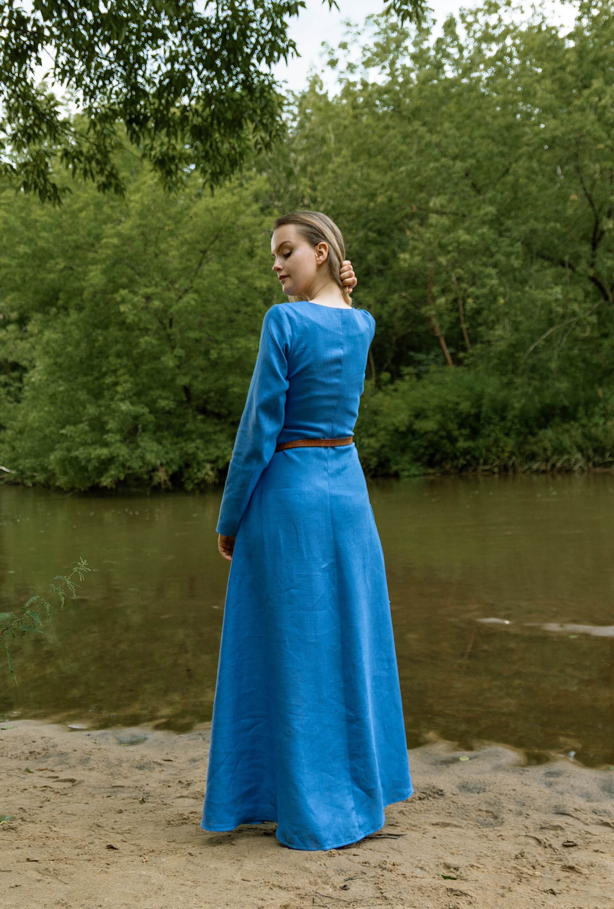 Cotte Simple Medieval Wide Linen Tied Dress With Binding on - Etsy Canada