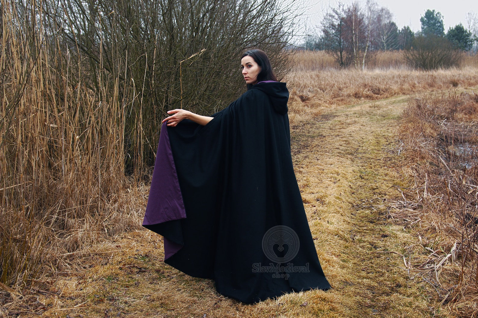 Medieval Wool Cloak With Hood and Cotton Lining for Cosplay - Etsy