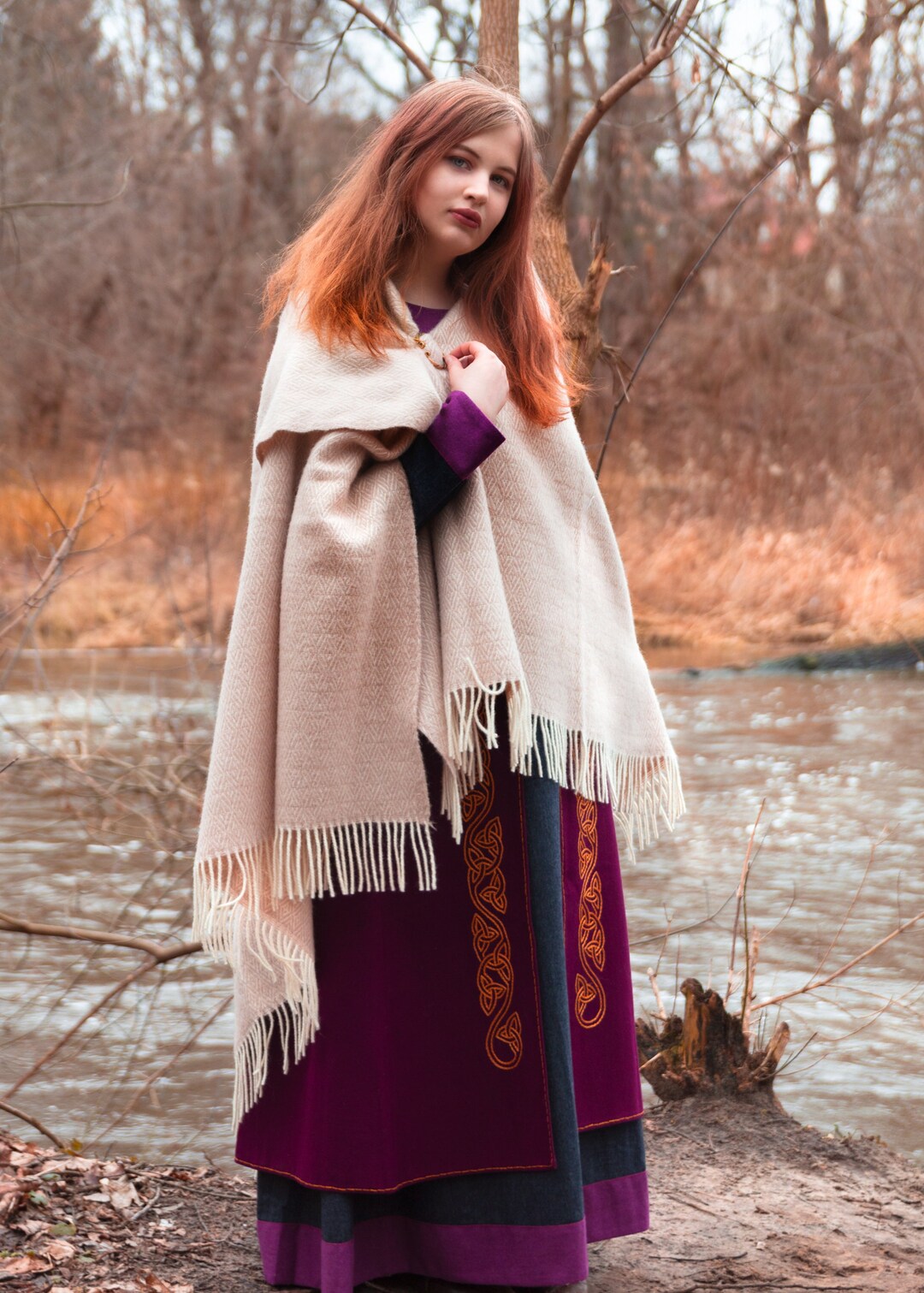 100% Raw Merino Wool Early Medieval Cloak Blanket in Diamond Twill ...