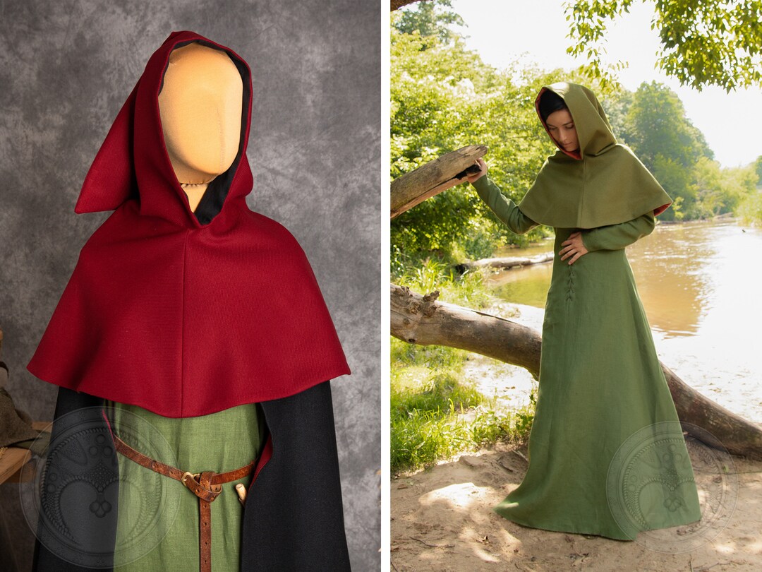 Early Medieval Bocksten Wide Warm Wool Hood With Linen Lining - Etsy