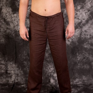 Early Medieval Natural Linen Basic Straight Pants/trousers With ...
