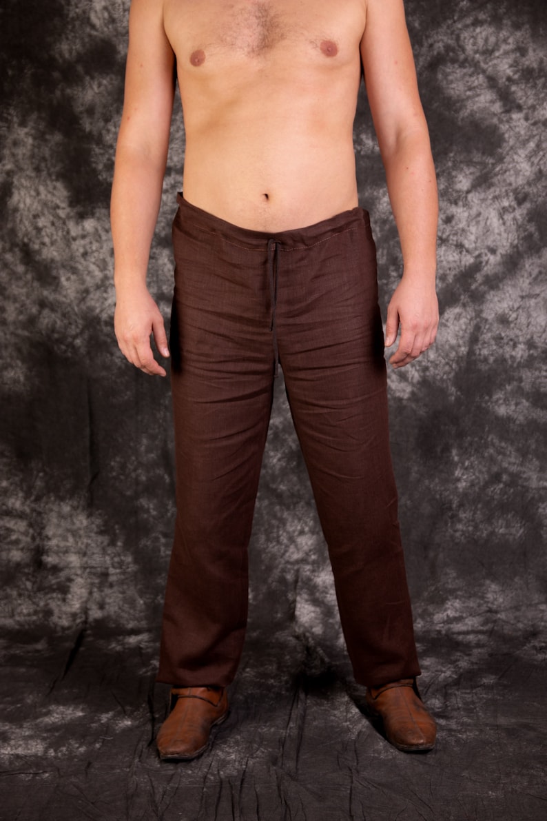 Early Medieval Natural Linen Basic Straight Pants/trousers With ...