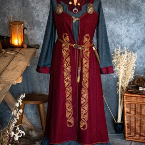 Early Medieval Wide Warm Wool Dress With Natural Silk Hems for Viking ...
