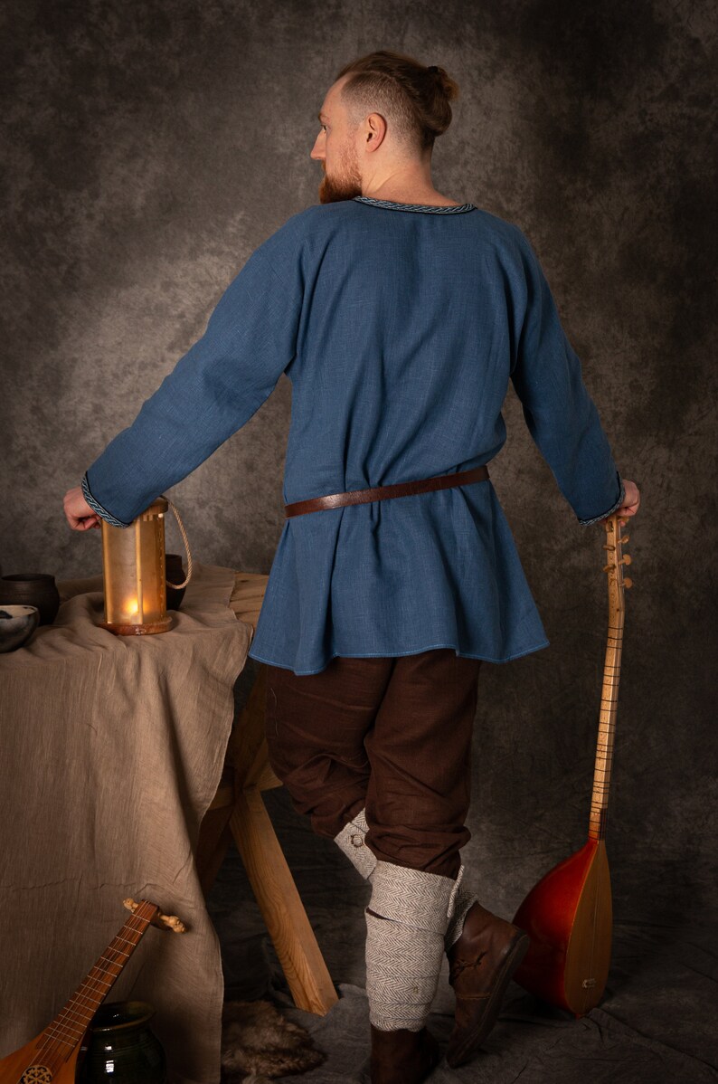 Early Medieval Linen Tunic Shirt With Woven Trim for Slavic - Etsy