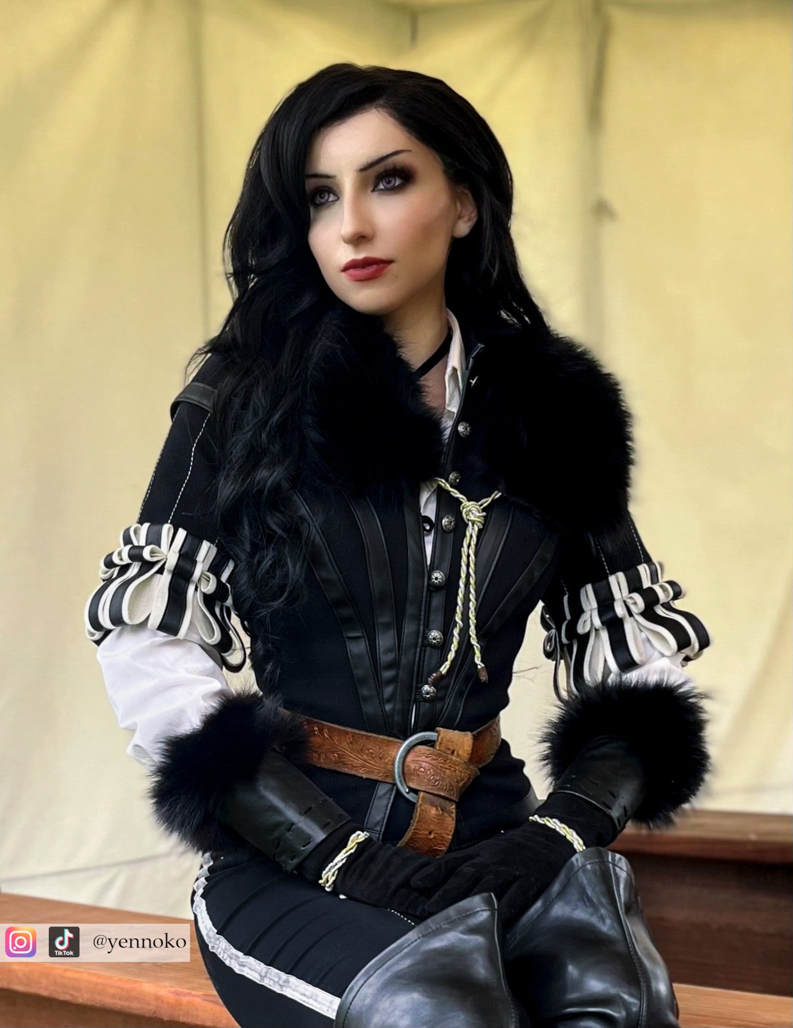 Yennefer Cosplay Wool Jacket With Cotton Satin Lining and Faux Leather ...