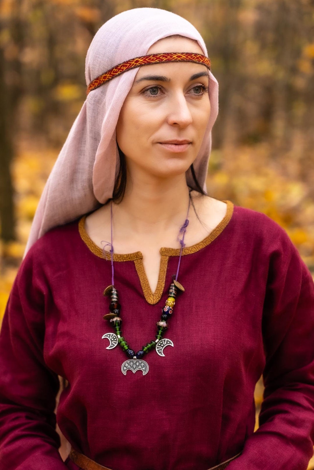 Handcrafted Slavic Headband Early Medieval 100% Wool With Scarf Veil ...